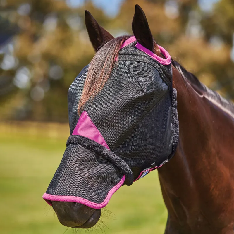 WeatherBeeta ComFiTec Deluxe Durable Fly Mask with Nose - Black