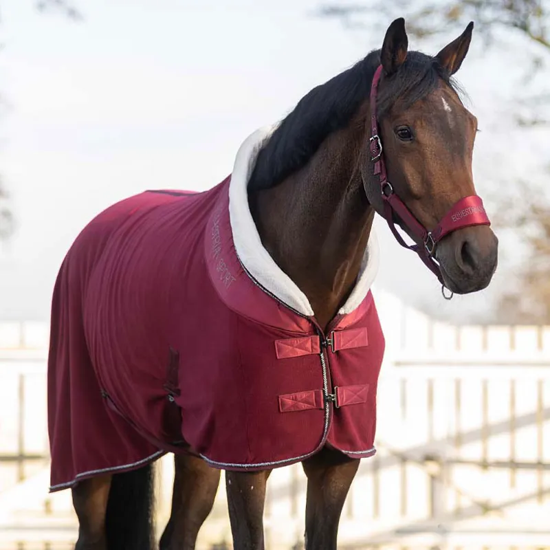 QHP Gloss Fleece Rug - Burgundy