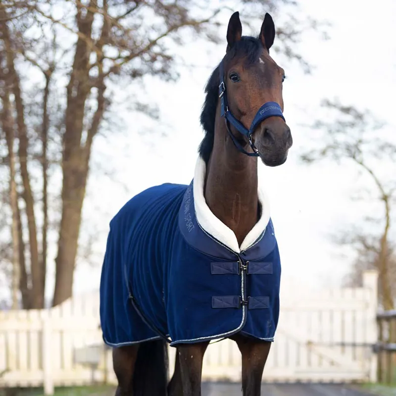 QHP Gloss Fleece Rug - Navy