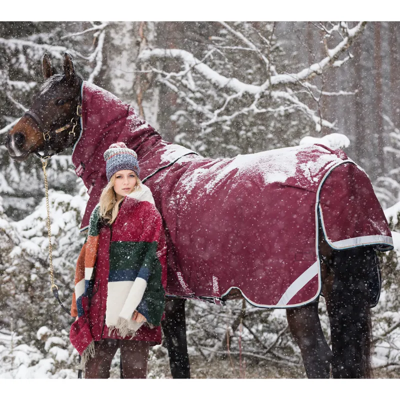 Rambo Duo 100g Turnout Rug With 300g Liner - Burgundy/Duck Egg