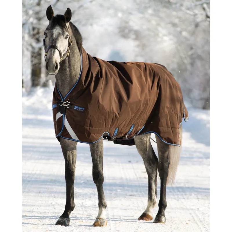 Rambo Wug Vari-Layer 250g High Neck Turnout Rug - Chocolate/Blue