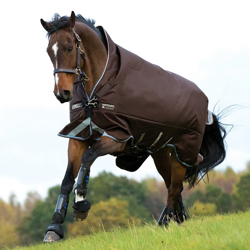 Rambo Wug Vari-Layer 250g High Neck Turnout Rug - Chocolate/Blue