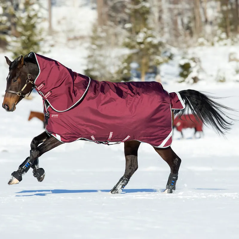 Rambo Duo 100g Turnout Rug With 300g Liner - Burgundy/Duck Egg