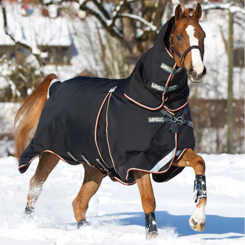 Rambo Optimo 0g Turnout Rug with 400g Liner - Black/Orange