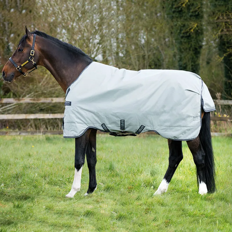 Rambo Original 100g Turnout Rug with Leg Arches - Grey/Navy/Grey