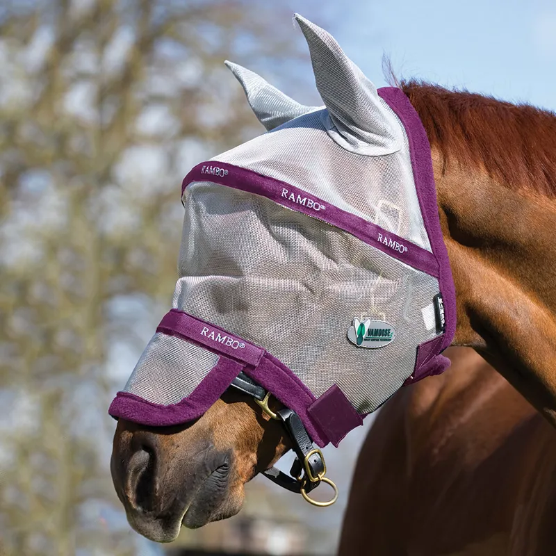 Rambo Plus Fly Mask with Vamoose - Silver/Purple