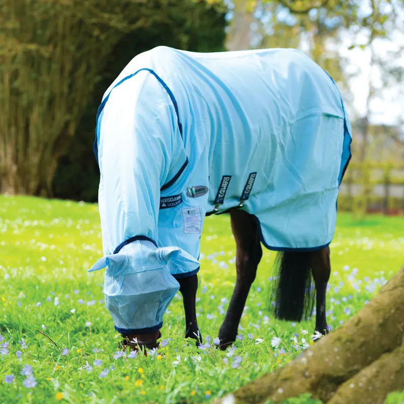 Rambo Pony Hoody Vamoose Sweet Itch Fly Rug - Baby Blue/Navy