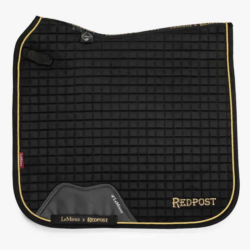 LeMieux x Redpost Suede Dressage Saddlecloth - Black/Gold