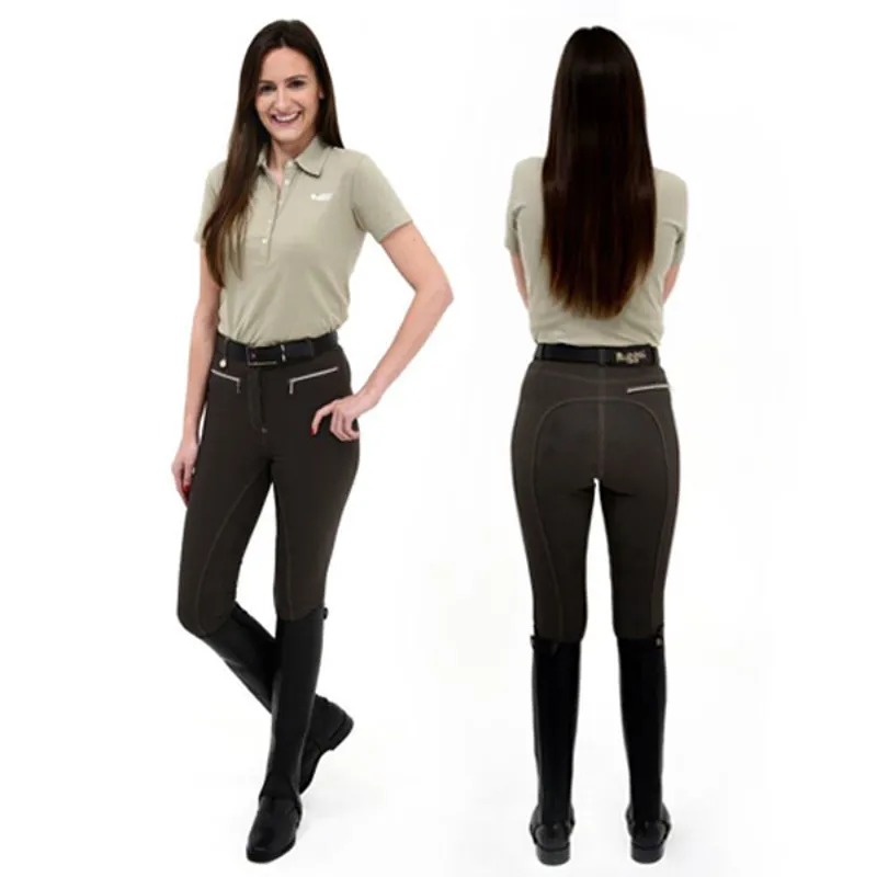 Rugged GS2 Coolmax Gel Ladies Full Seat Breeches - Graphite Brown