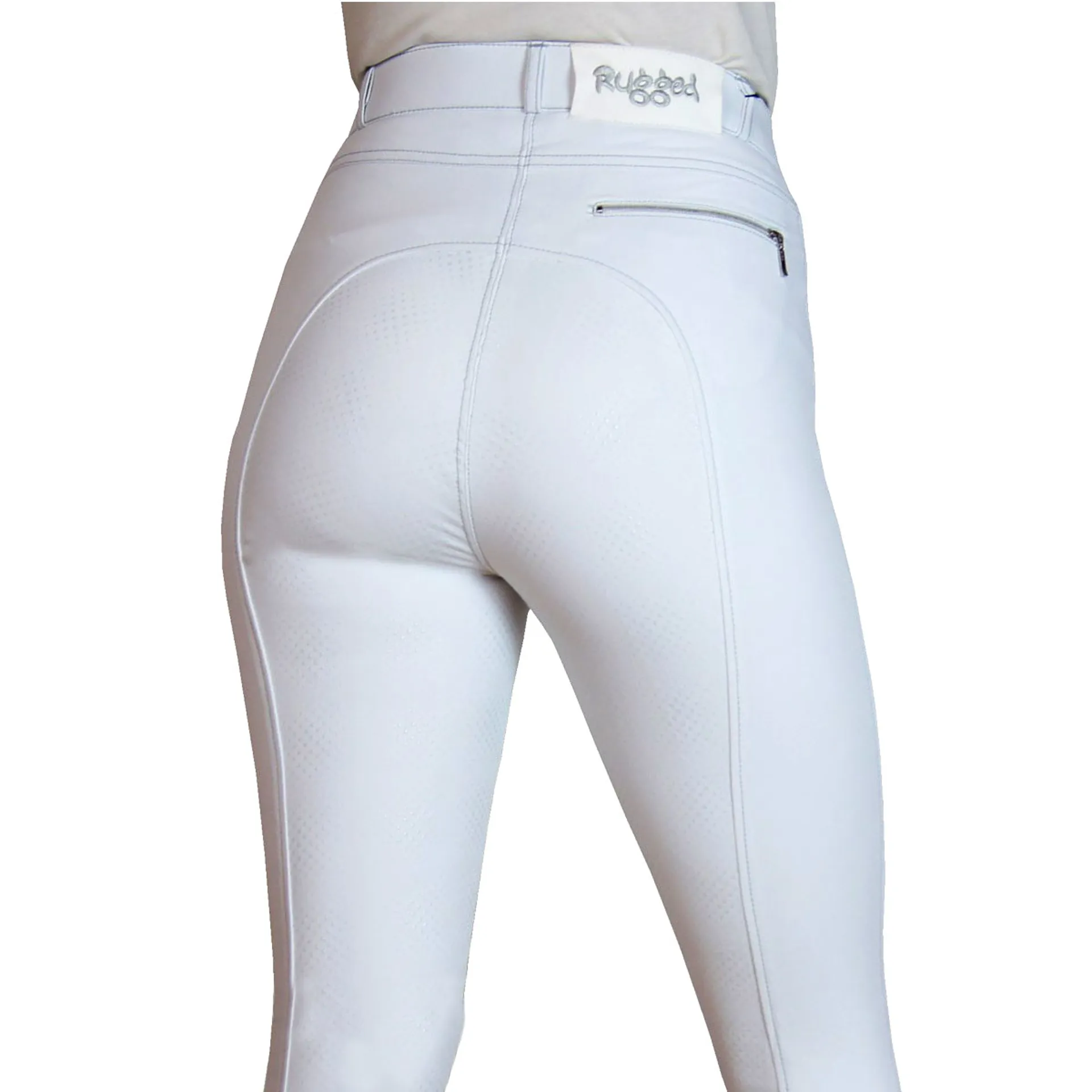 Rugged GS6 Coolmax Gel Ladies Full Seat Breeches - White