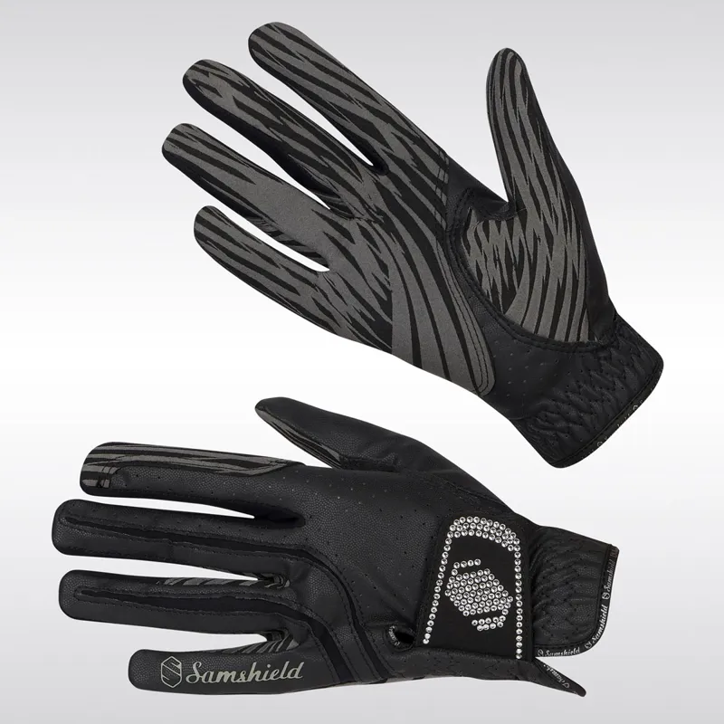 Samshield V-Skin Swarovski Riding Gloves - Black/Clear Crystals