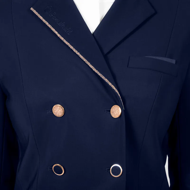 Samshield Frac Crystal Ladies Dressage Tails - Navy/Rose Gold