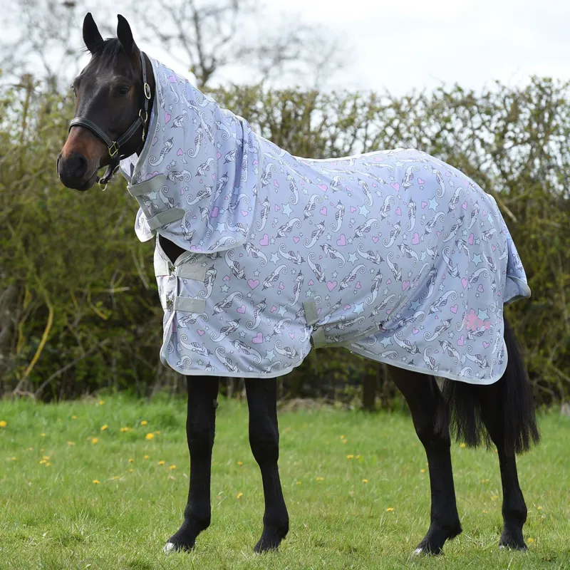 Saxon Mesh Combo Neck Fly Rug - Sea Unicorn Print