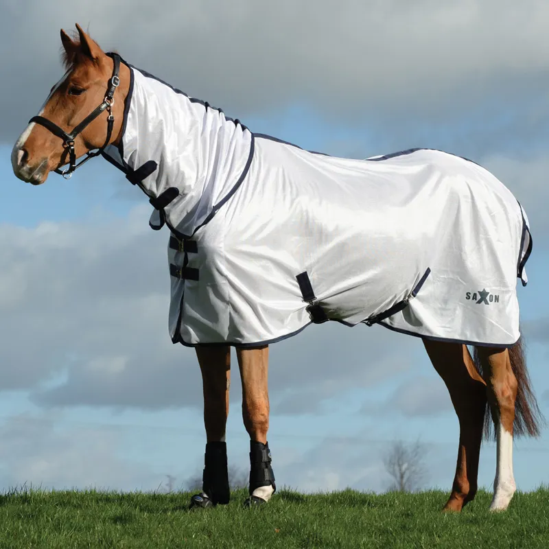Saxon Mesh Combo Neck Fly Rug - White/Navy