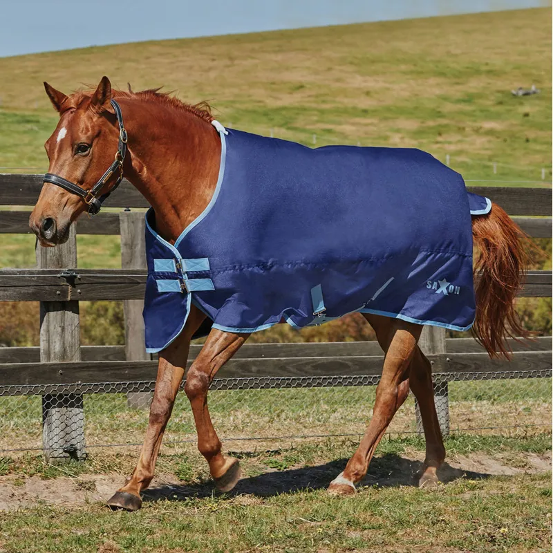 Saxon 600 Lightweight 0g Standard Neck Turnout Rug Navy/Light Blu