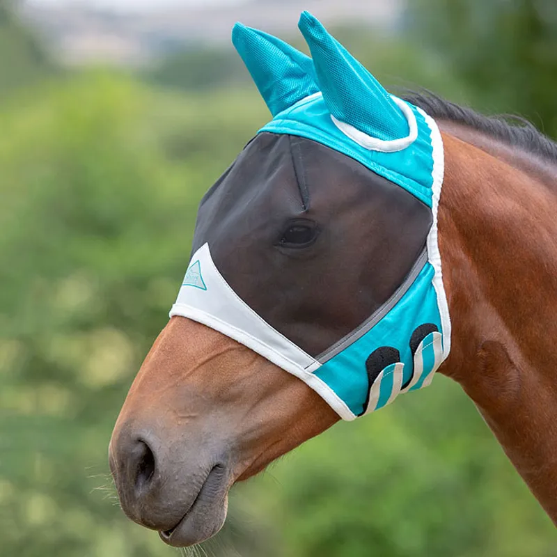 Shires Fine Mesh Fly Mask with Ears - Teal