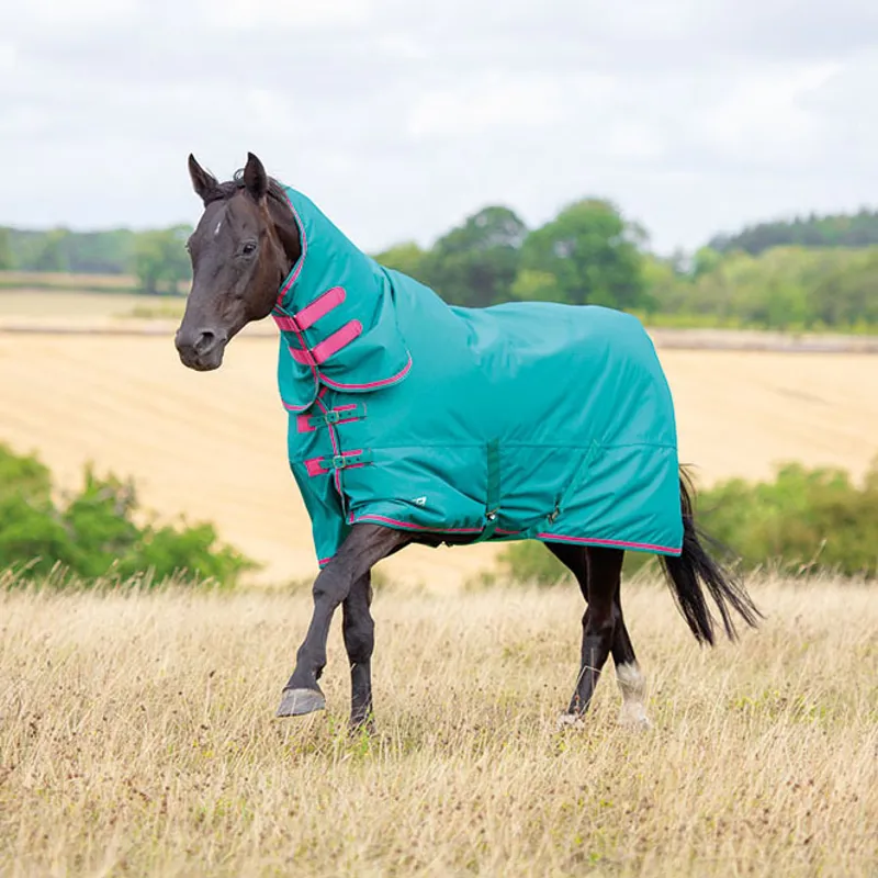 Shires Tempest Original 100 Combo Neck Turnout Rug - Green/Pink