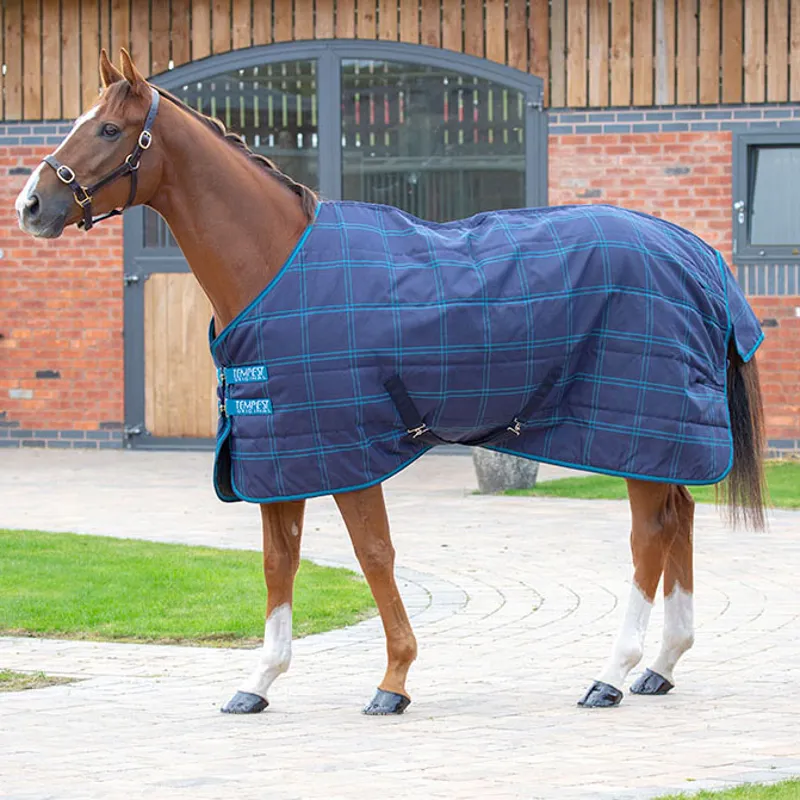 Shires Tempest Plus 100 Standard Neck Stable Rug Navy/Blue Check