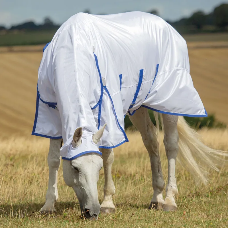 Shires Highlander Plus Combo Neck Fly Rug - White