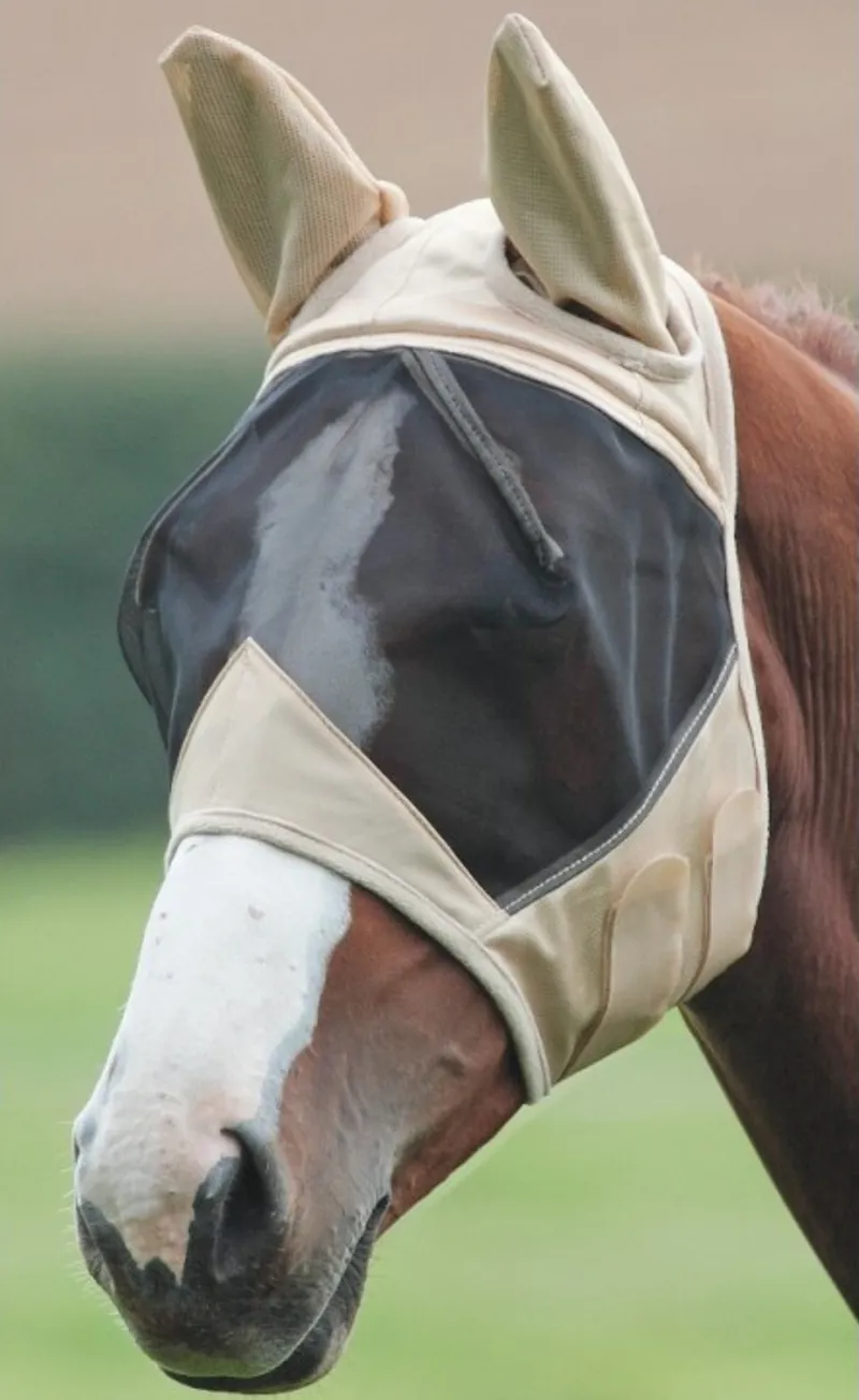 Shires Fine Mesh Fly Mask with Ears - Black