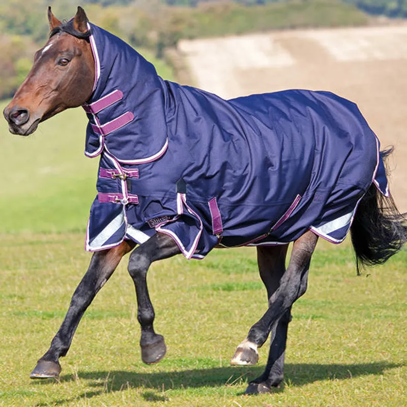 Shires Plus 350g Combo Turnout Rug - Navy/White/Burgundy
