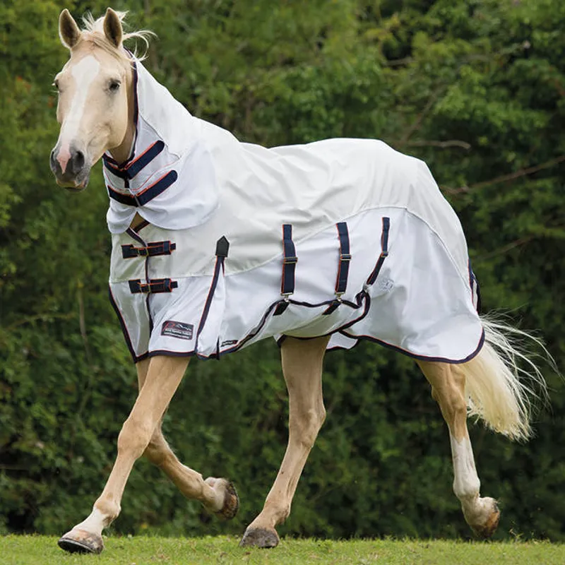 Shires Performance Maxi-Flow Fly Rug - White/Orange/Navy