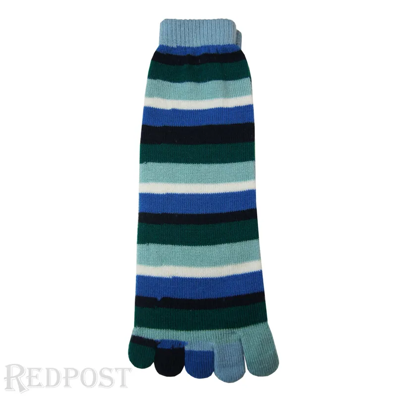 Stripey Toe Socks - Blue/Green - One Size