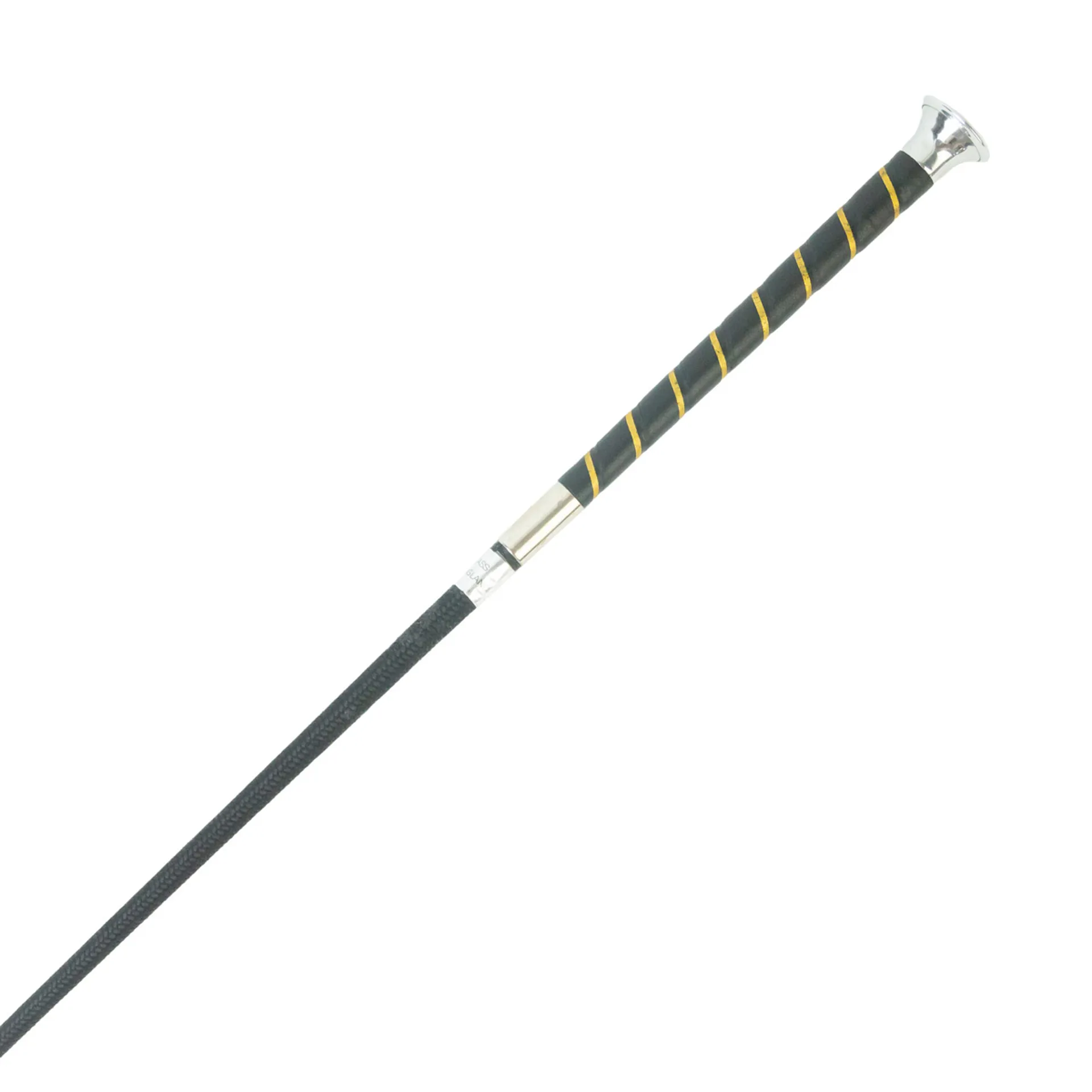 Spartan Leather Handle Schooling Whip - Black/Gold