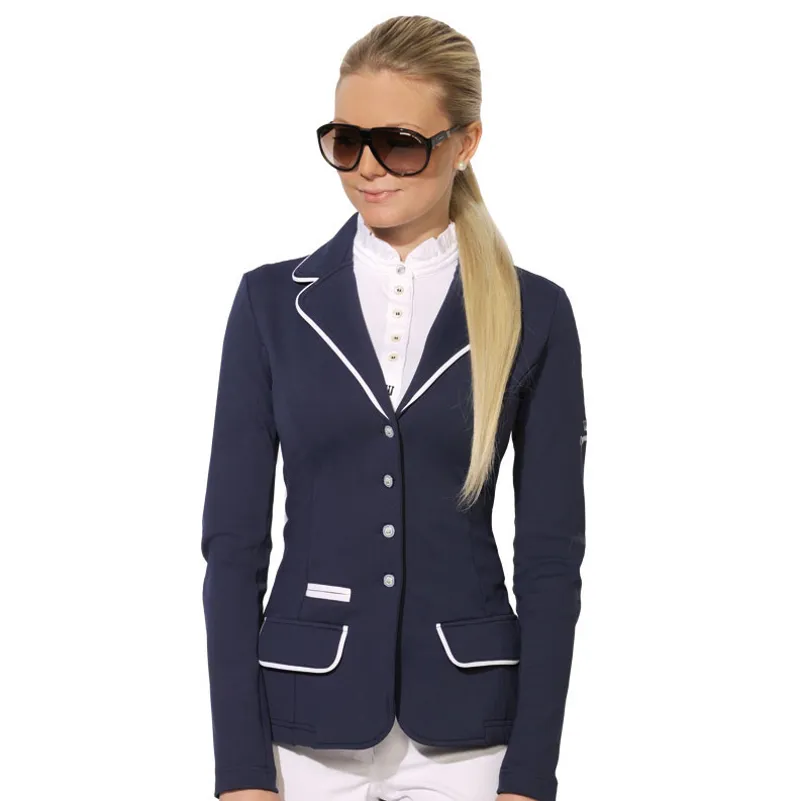 Spooks Show Jacket Ladies with Piping - Blue/White - Redpost Equestrian
