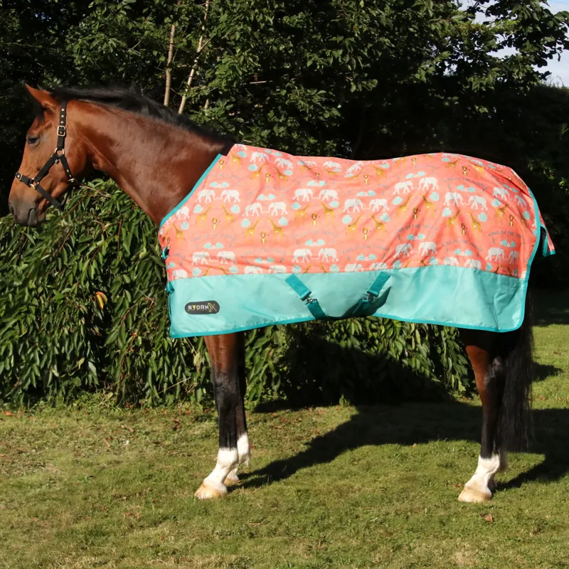 StormX Original 0g Turnout Rug - King Of The Jungle/Peach/Mint