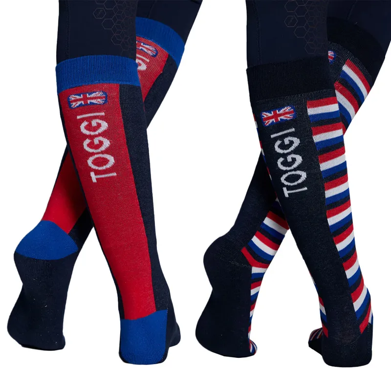 Toggi GBR St Germain Mens Tall Riding Socks 2 Pack - Red/White