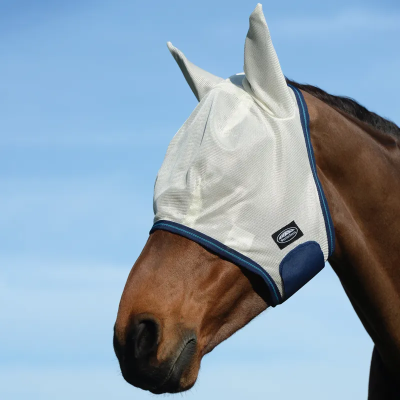 WeatherBeeta ComFiTec Airflow Fly Mask - White/Blue/Sea Blue