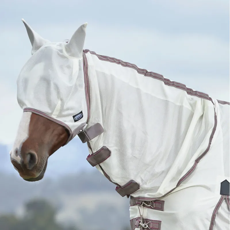 WeatherBeeta ComFiTec Airflow Fly Mask - White/Dark Grey/Orchid