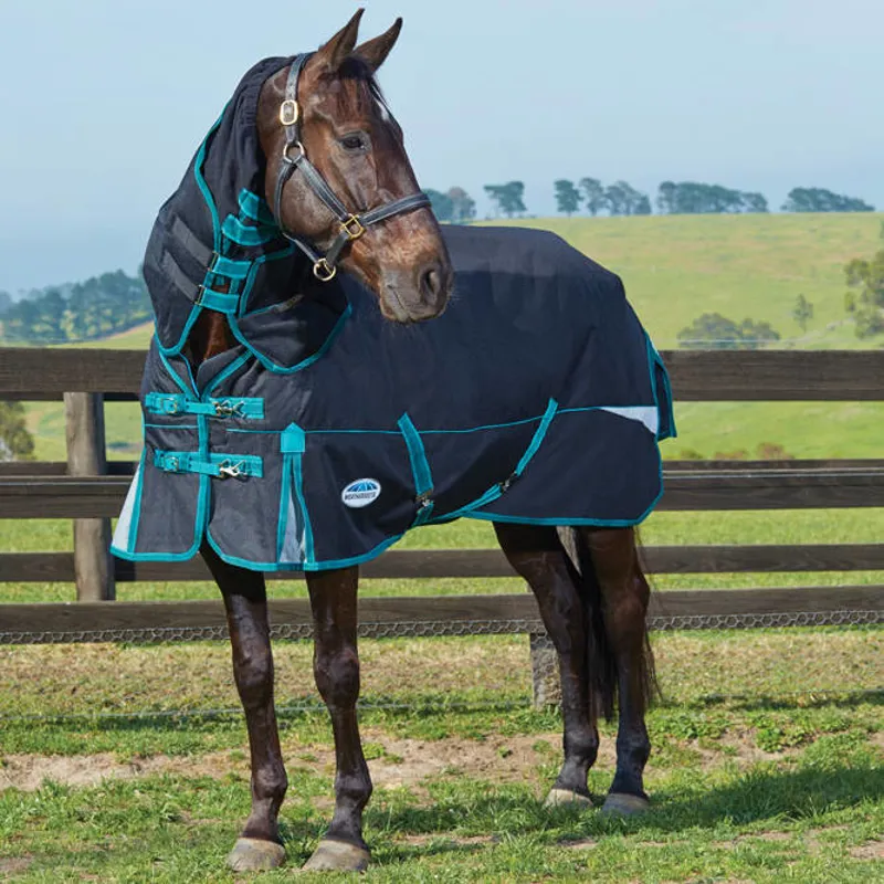 Weatherbeeta Freestyle 1200 Detach-A-Neck 220g Rug - Black/Teal