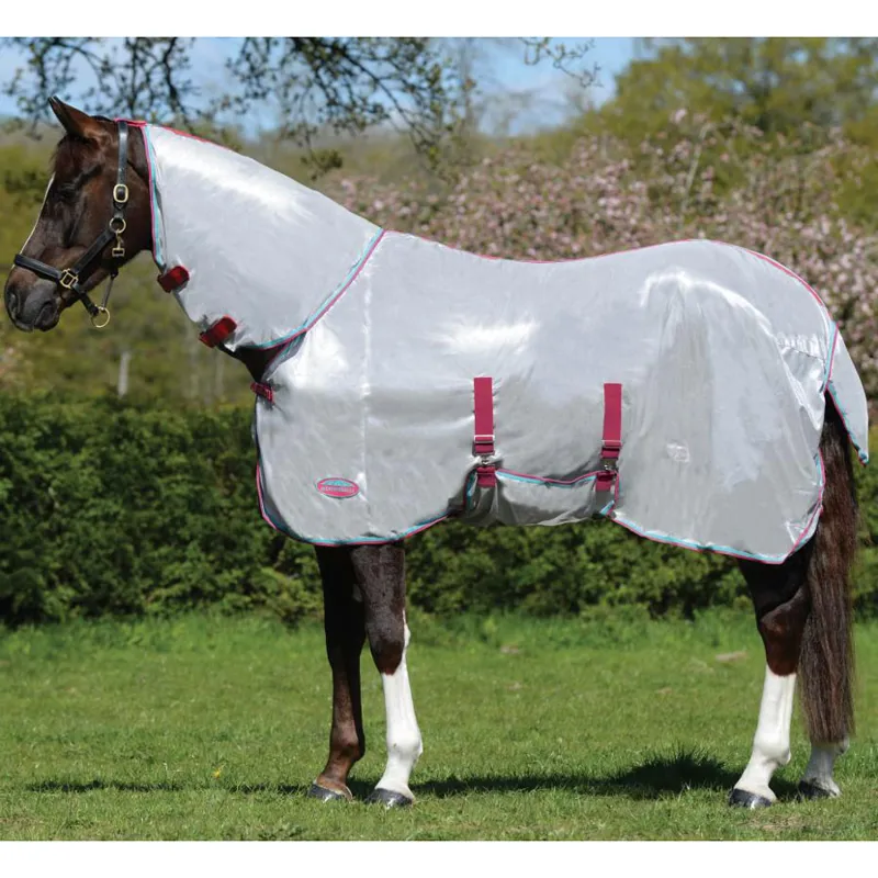 Weatherbeeta Genero Mesh Fly Rug Combo - Silver/Rose