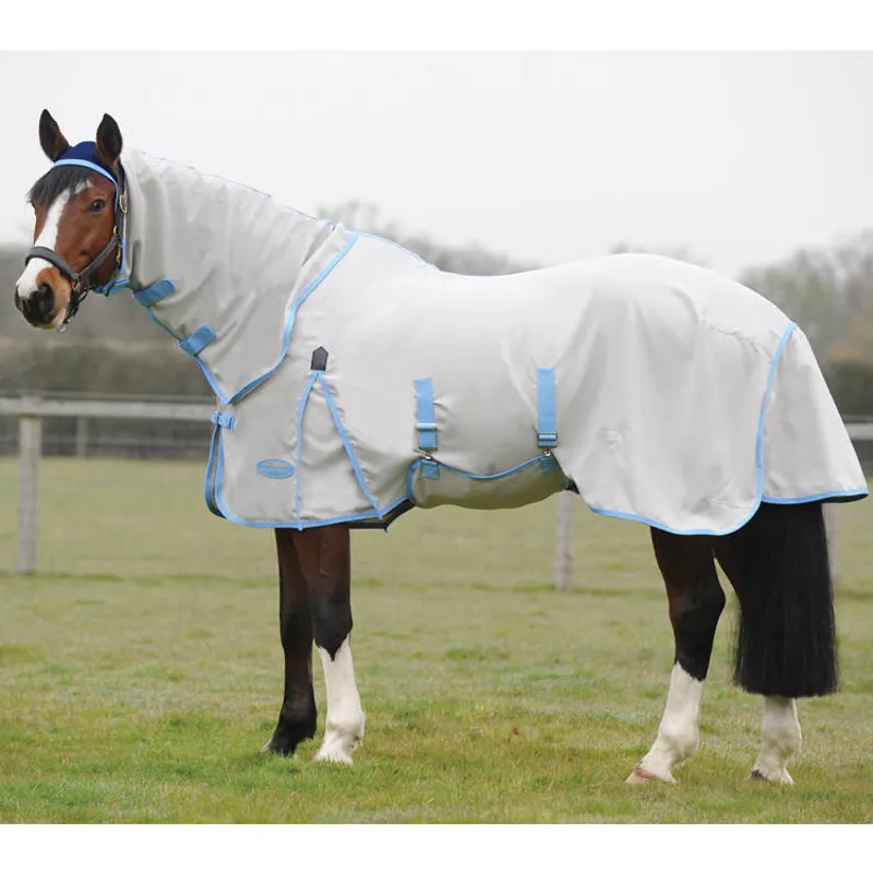 Weatherbeeta Shield Sweet Itch Fixed Neck Combo Rug - Grey/Blue